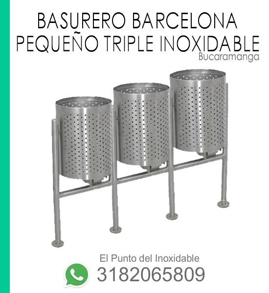 Basureros o Canecas Para Basura Triple Pequeño en Acero Inoxidable ...